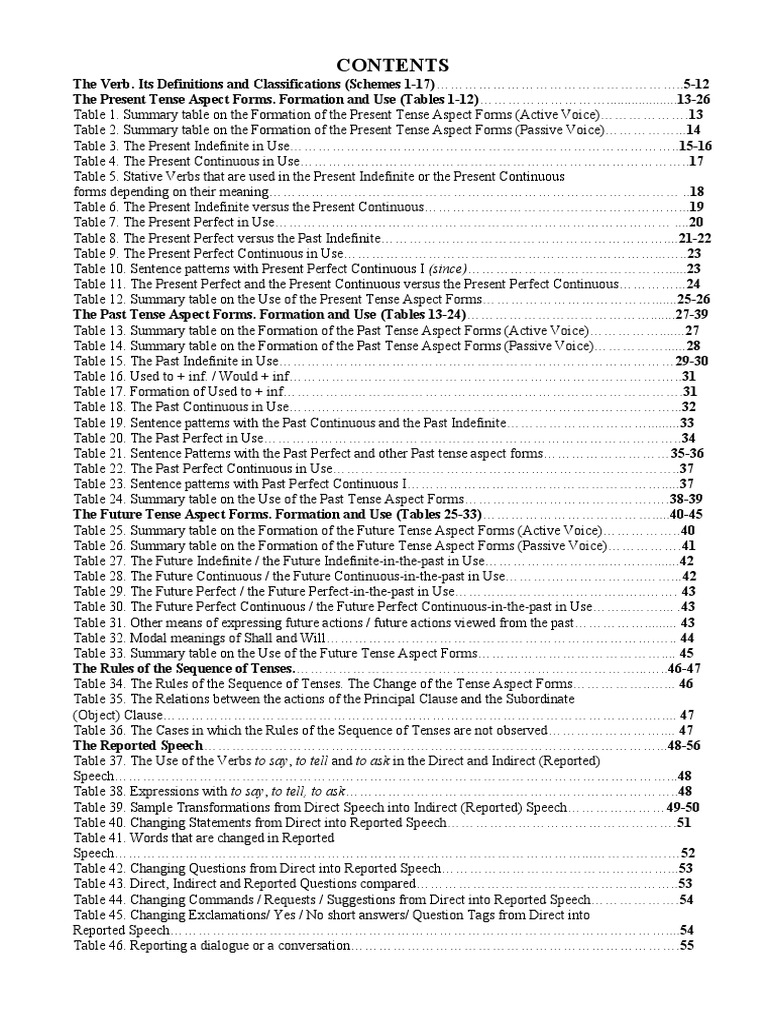 English Tense-Aspect Forms in Tables | PDF | Perfect (Grammar ...