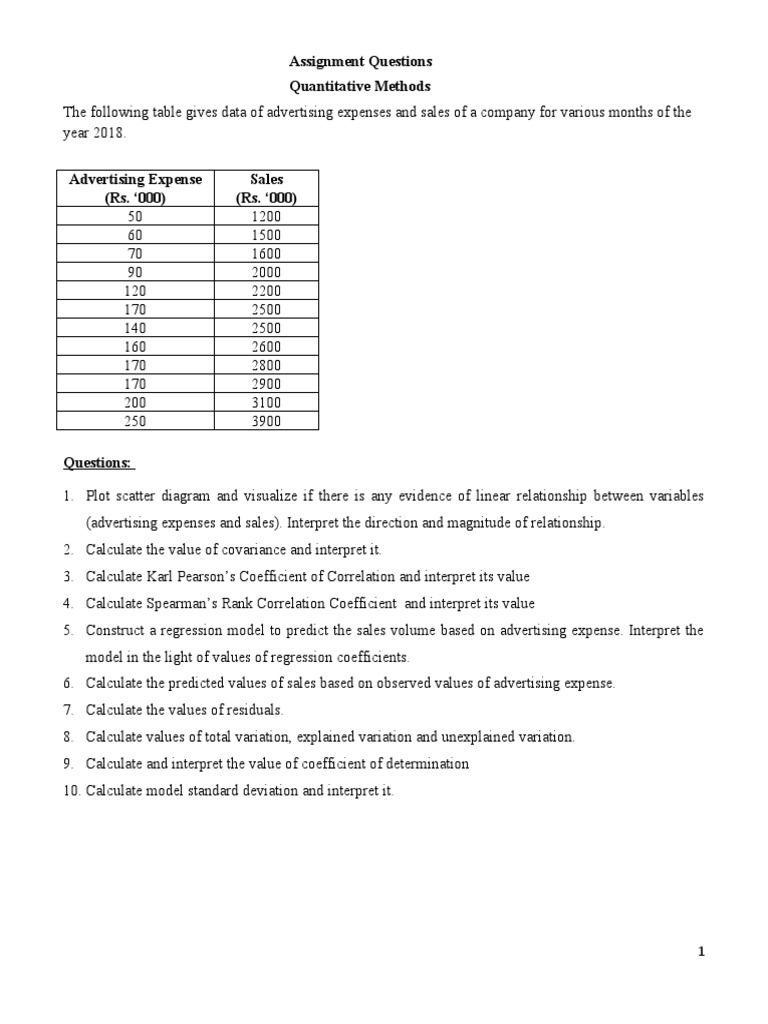 Assignment Questions Quantitative Methods | PDF | Business | Finance ...