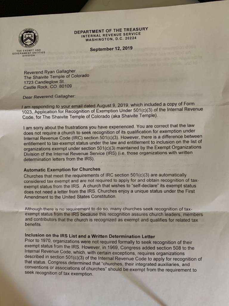Shaivite Temple IRS Tax Exempt Ruling Letter | PDF | 501(C ...