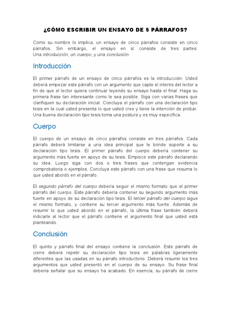 Cómo Escribir Un Ensayo | PDF