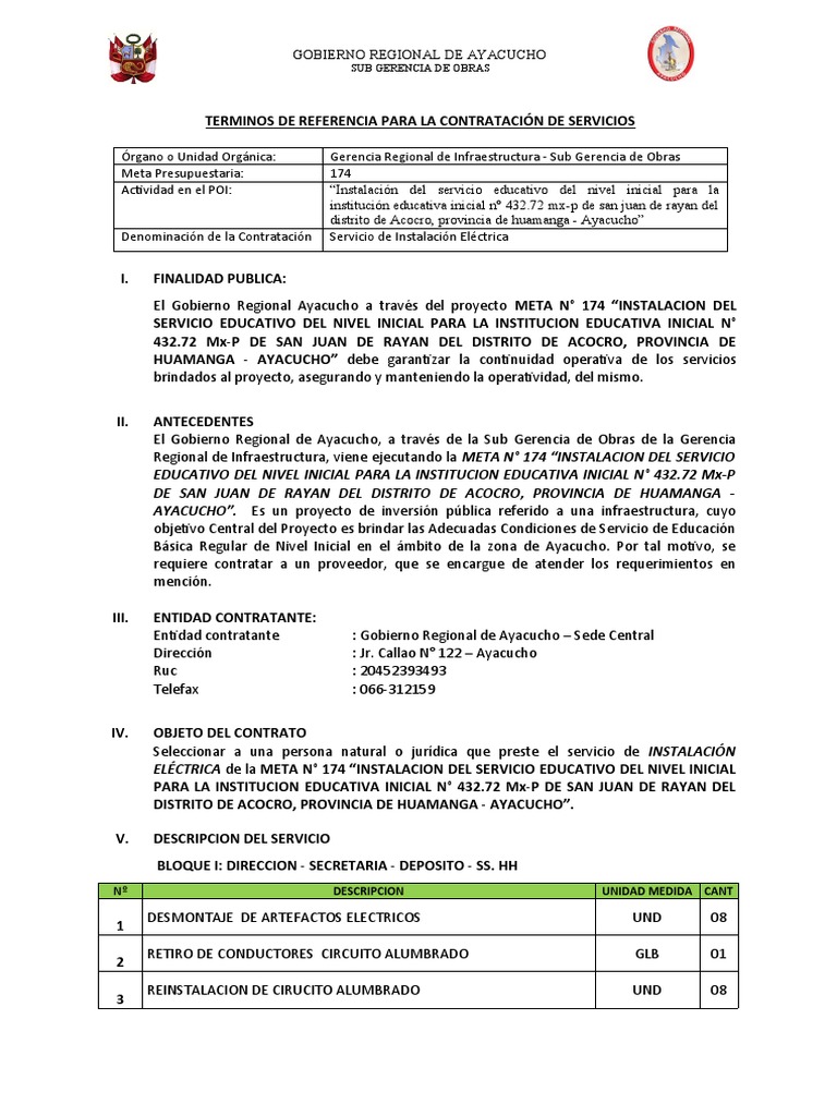 TDR Servicio-Ejemplo | PDF | Educación avanzada