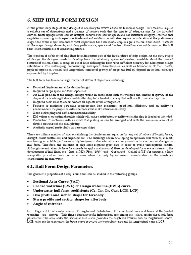 Ship Hull Form Desing CH 6 | PDF | Stern | Ships