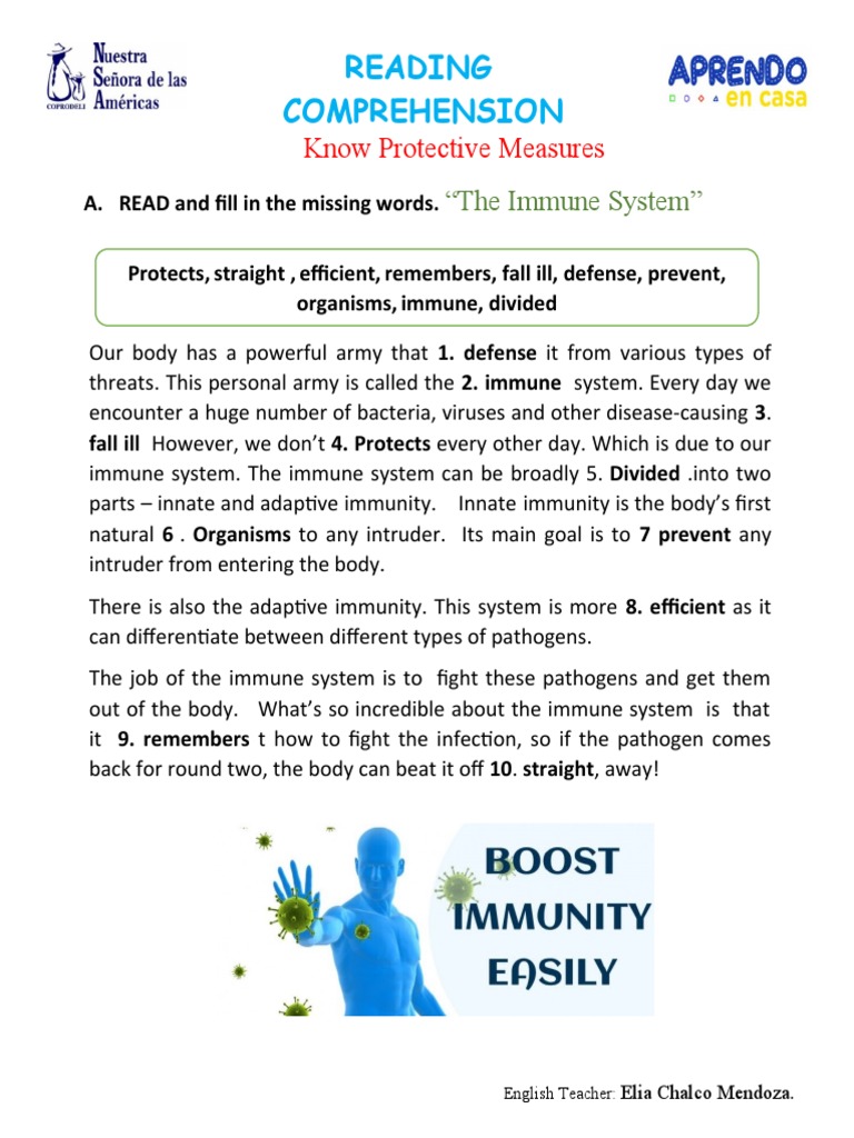 Immune System For Kids Worksheets