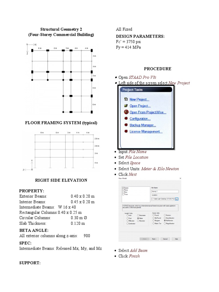 Structural Geometry Staad Pro | PDF | Young's Modulus | Column