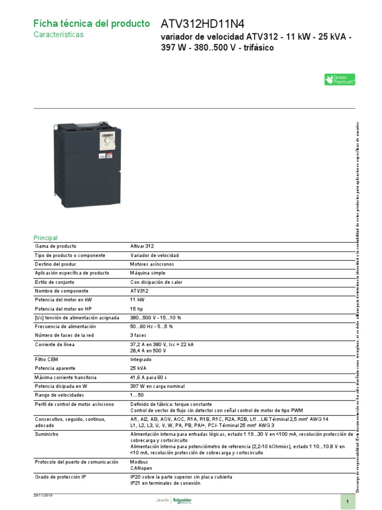 Manual Variador Schneider ATV312 PDF | PDF | Impedancia eléctrica ...