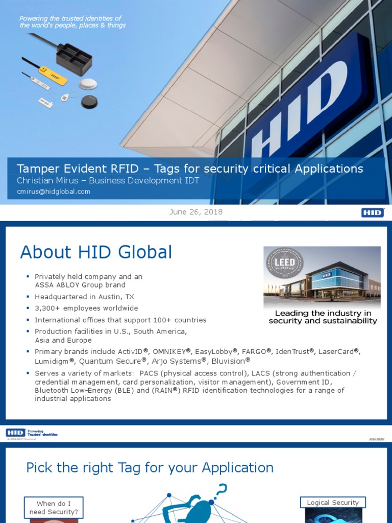 Tamper Evident RFID - Tags For Security Critical Applications | PDF ...