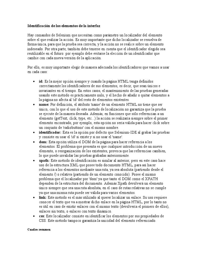 Identificación de Los Elementos de La Interfaz-Selenium | PDF | X ...