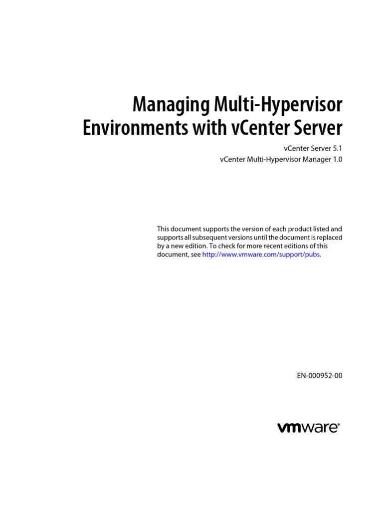 Vcenter Multi Hypervisor Manager 10 Guide | PDF | Hyper V | Hypertext ...
