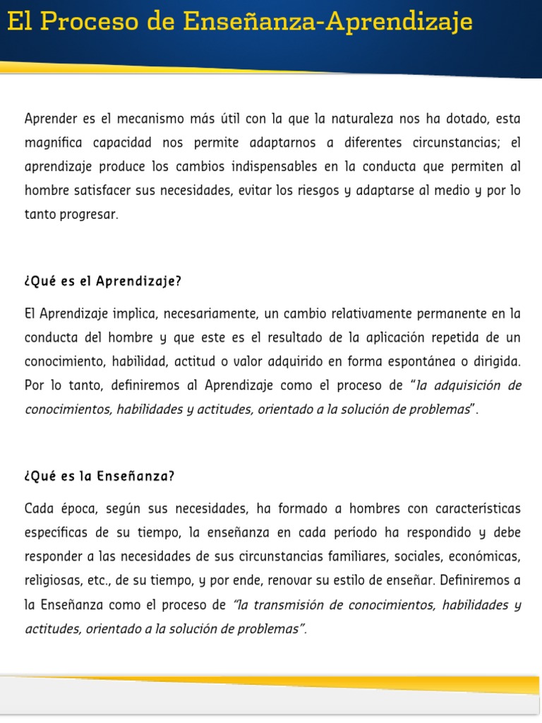 Proceso Ensenanza Aprendizaje | PDF | Aprendiendo estilos | Aprendizaje