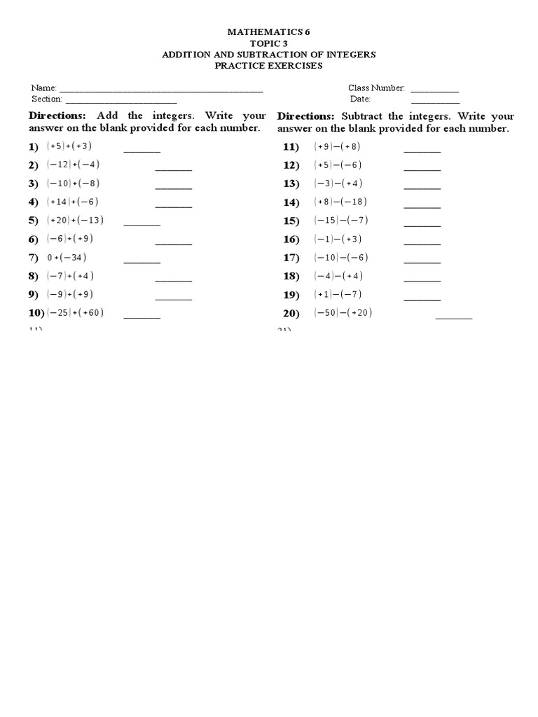 Practice Topic 3 Math 6 | PDF