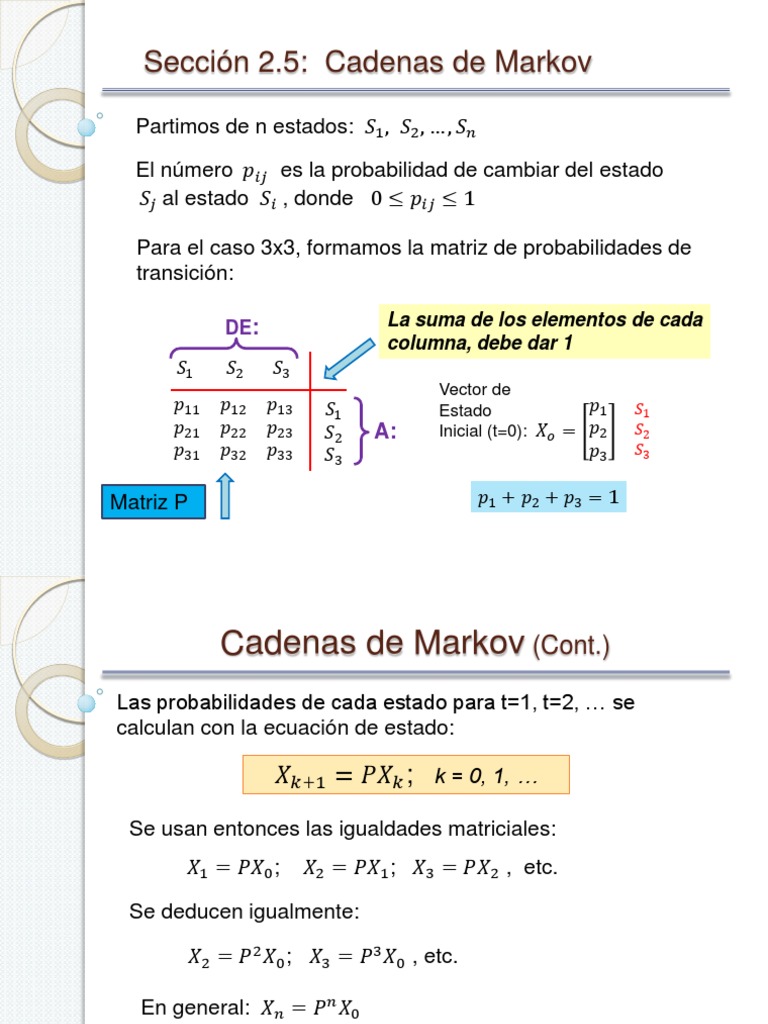 Cadenas de Markov | PDF | Matriz (Matemáticas) | Cadena Markov