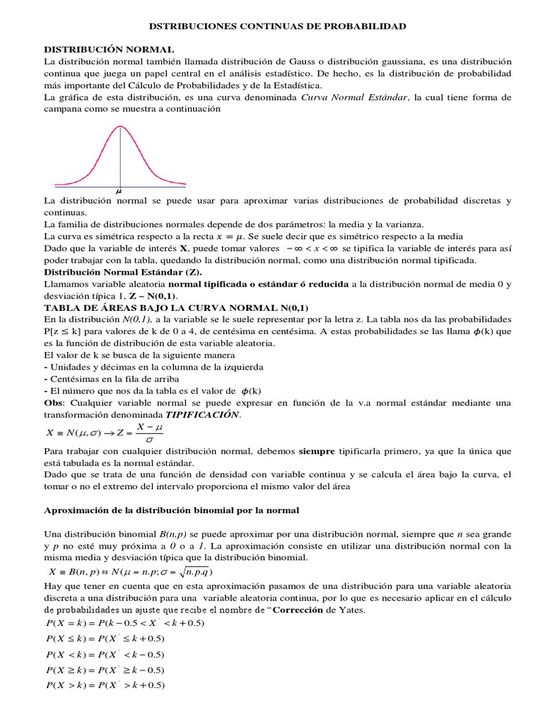 Distribuciones Continuas de Probabilidad | PDF | Distribución normal ...
