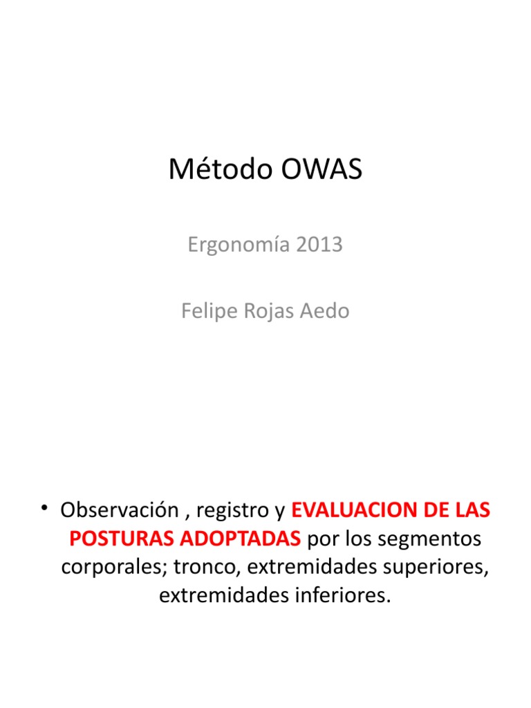 Evaluación de Posturas con OWAS | PDF
