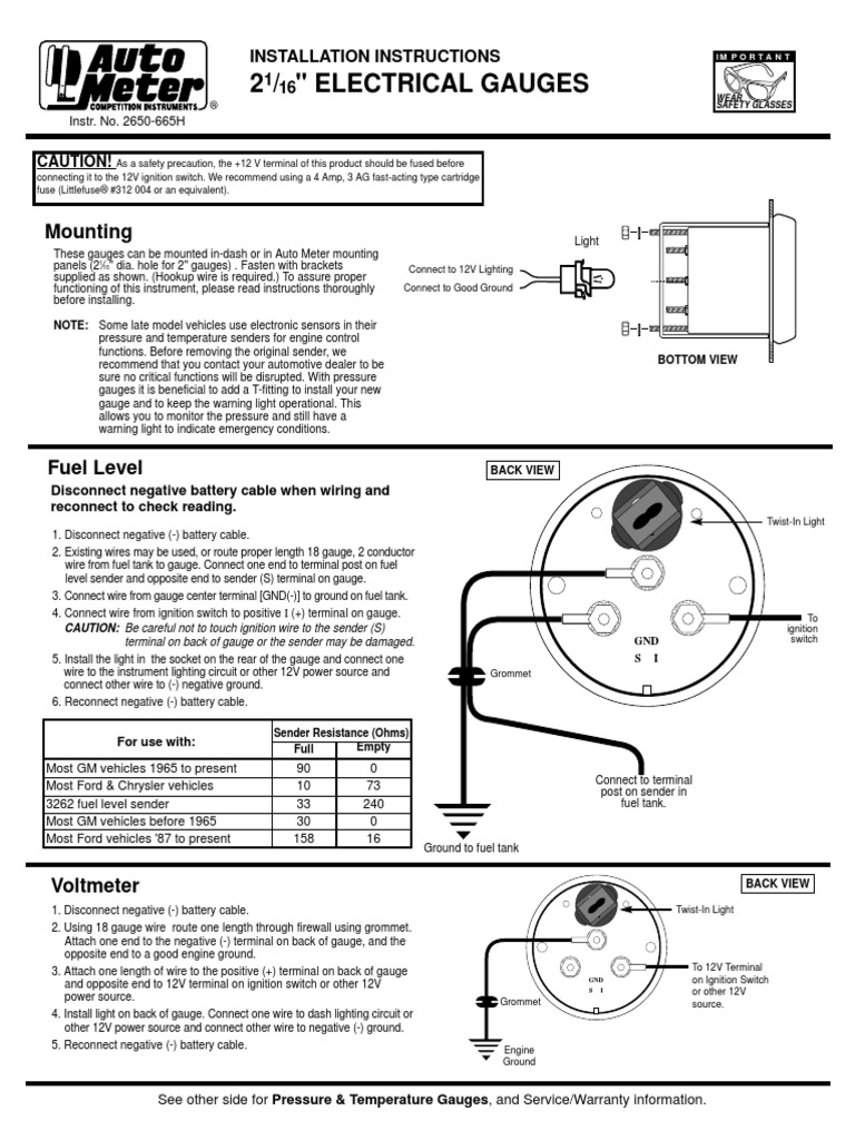 2 / " Electrical Gauges: Mounting | PDF | Switch | Electrical Wiring