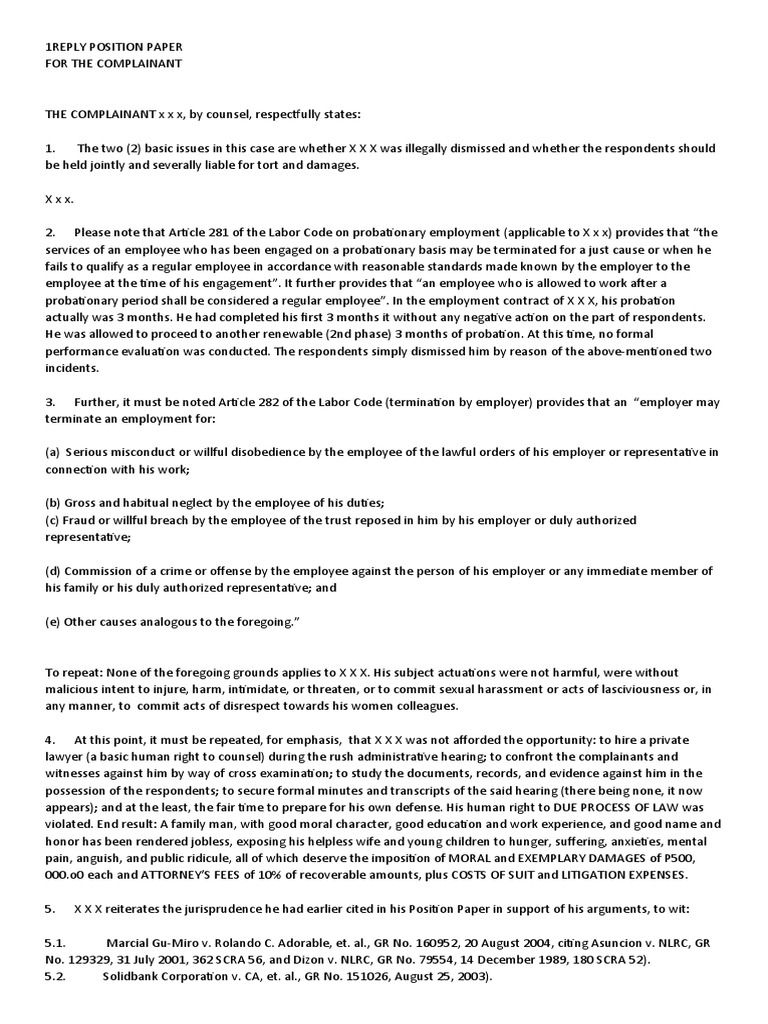 Reply Position Paper | PDF | Damages | Negligence