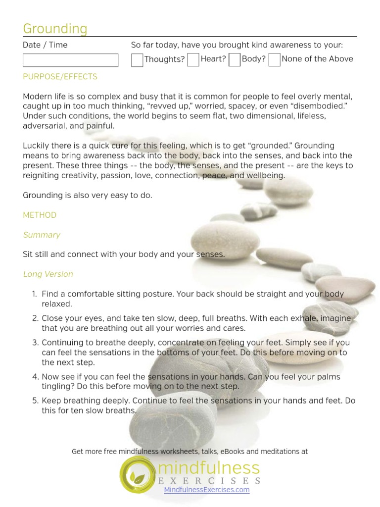 Grounding Handout | Download Free PDF | Mindfulness | Meditation
