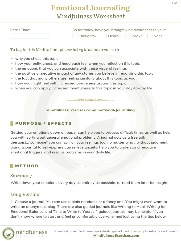 Emotional Journaling Guide | PDF | Feeling | Mindfulness