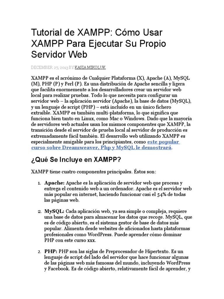 Tutorial de XAMPP | PDF | Php | Servidor HTTP Apache