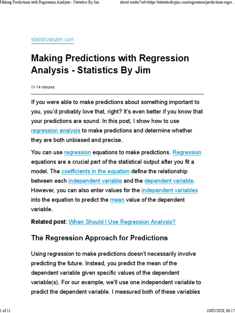 Making Predictions With Regression Analysis - Statistical Analysis ...