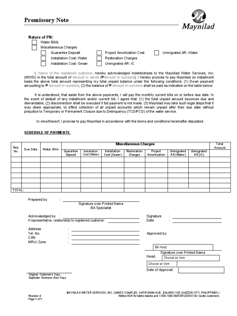 Promissory Note Rev 4 | PDF | Manila | Business Law
