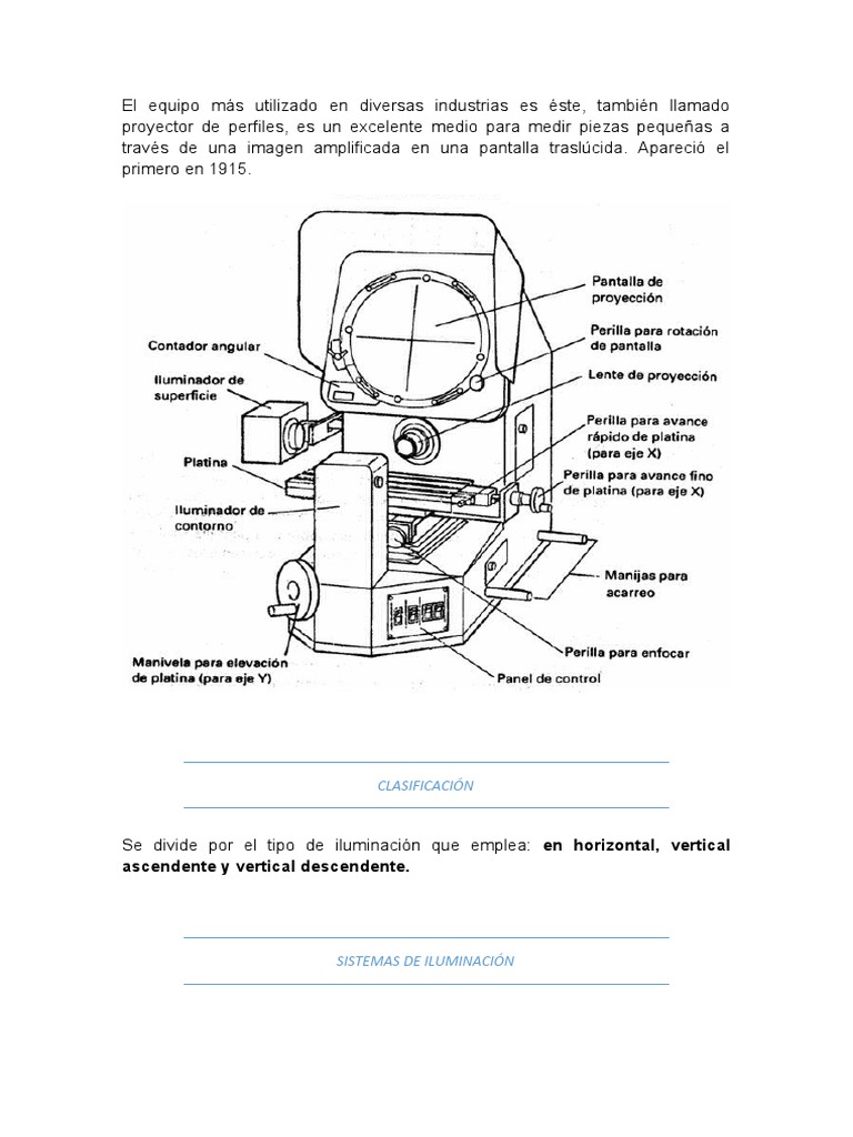 Partes y uso del comparador óptico | PDF | Pulgada | Óptica