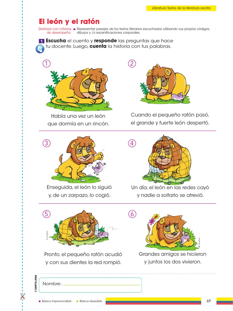 Fábula El León y El Ratón | PDF