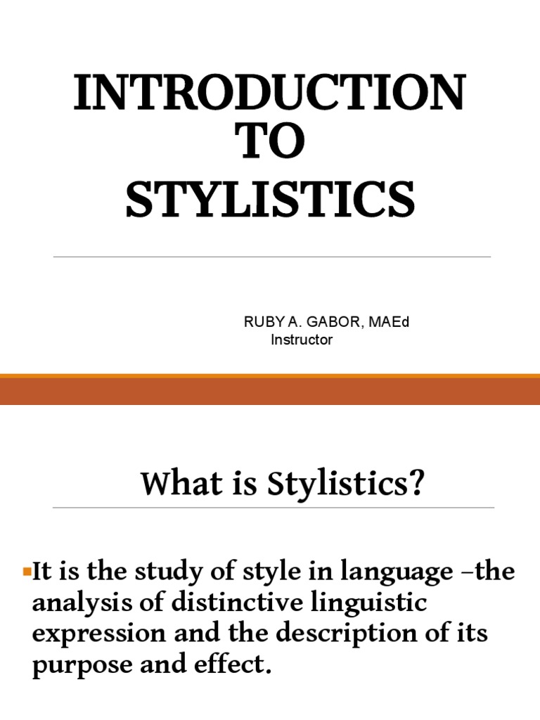 Stylistics - Lesson 1 PDF | PDF | Phonology | Word