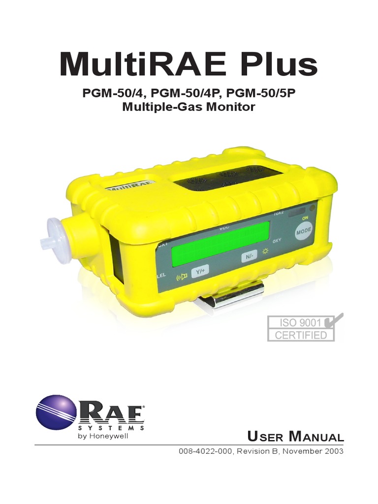 Multirae Plus: Pgm-50/4, Pgm-50/4P, Pgm-50/5P Multiple-Gas Monitor | PDF | Menu (Computing ...
