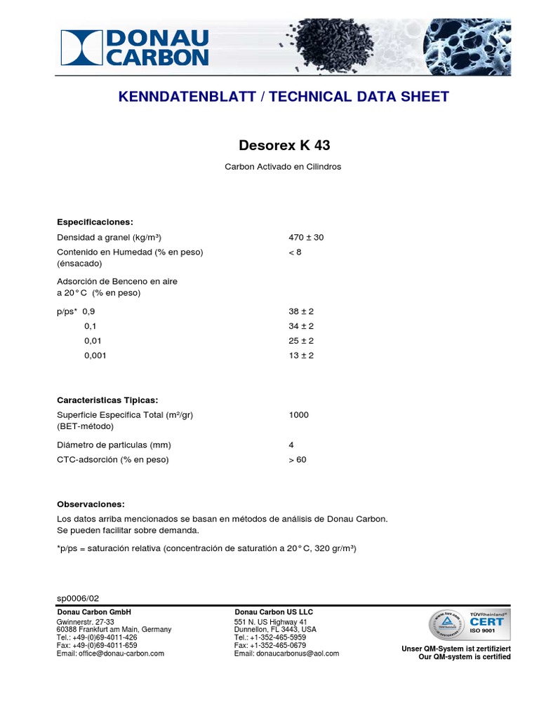 Desorex K 43: Ficha Técnica | PDF