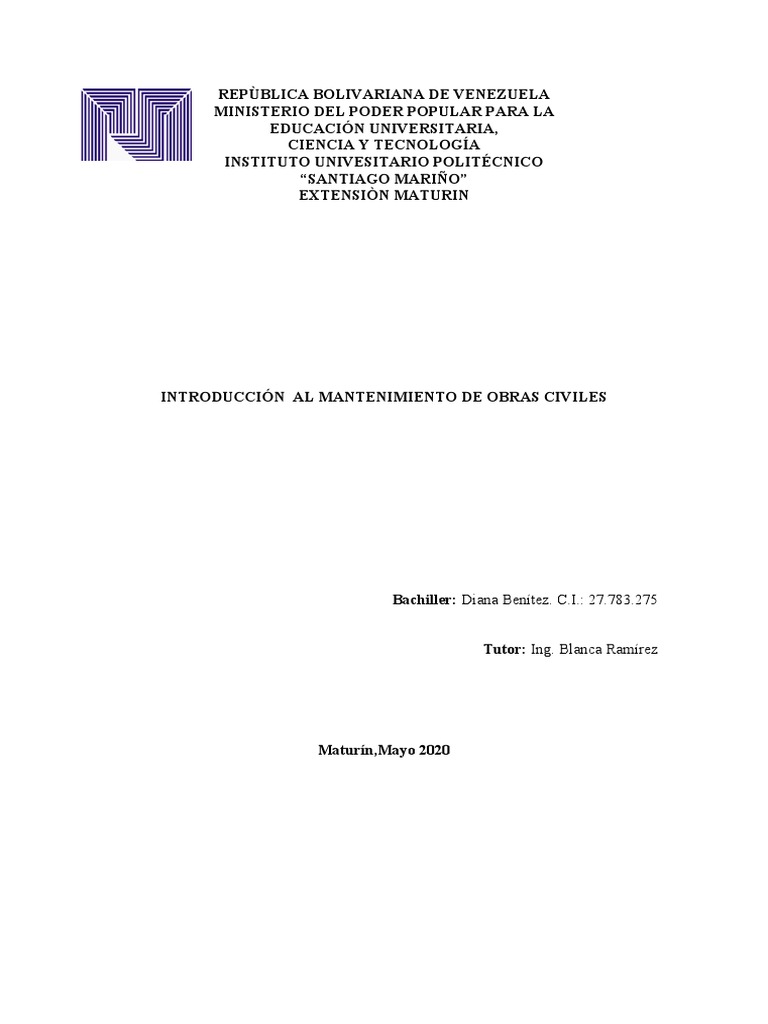 Mantenimiento de Obras Civiles | PDF | Calidad (comercial) | Naturaleza