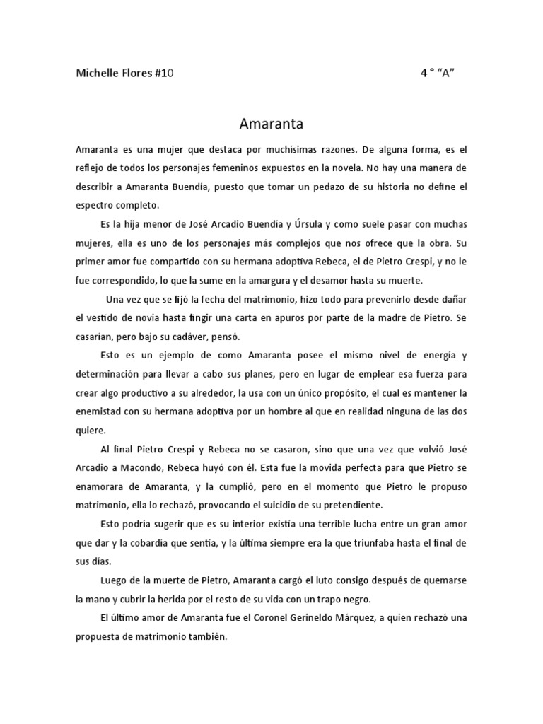 Amaranta 100 Años de Soledad | PDF