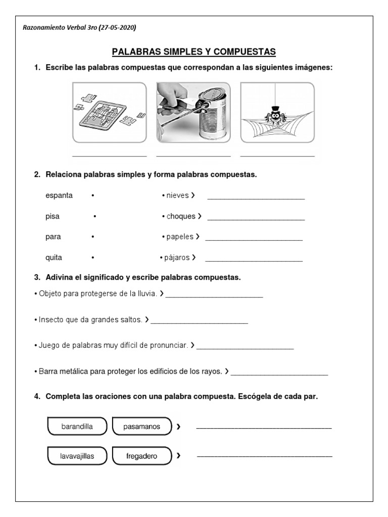 RV Ficha - Palabras Simples y Compuestas | PDF