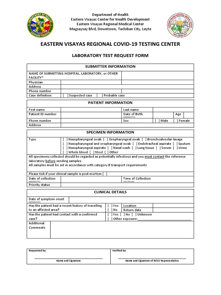 Eastern Visayas Regional Covid-19 Testing Center: Laboratory Test ...