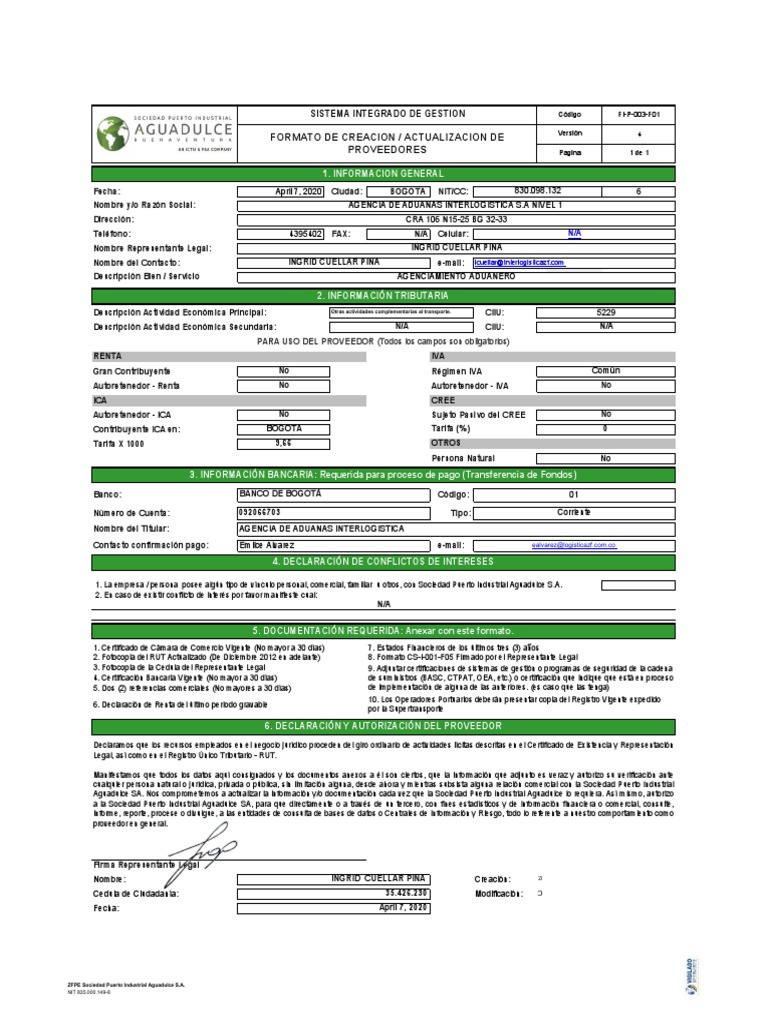 Agencia de Aduanas Interlogistica S.A Nivel 1 PDF | PDF | Sociedad de ...