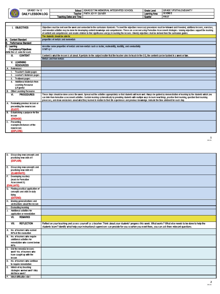 S7MT-Ij-7 METALS AND NON-METALS | Download Free PDF | Educational ...