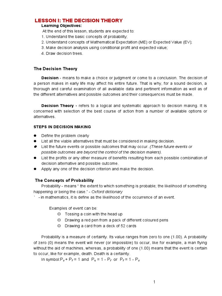 Understanding Decision Theory Basics | PDF | Decision Theory | Probability