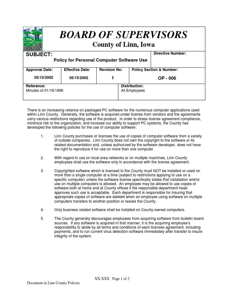 Personal Computer Software Use | PDF | License | Software