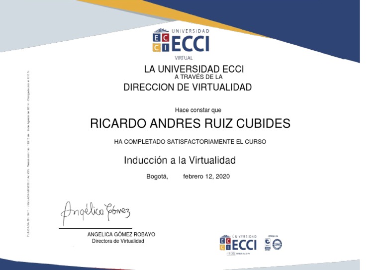 Cátedra Ecci - V18 - Certificado Inducción A La Virtualidad PDF | PDF