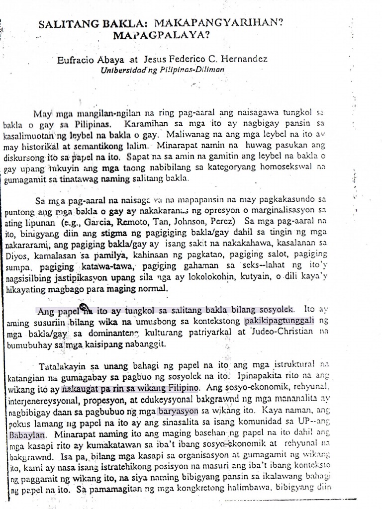 Hernandez - Salitang Bakla | PDF