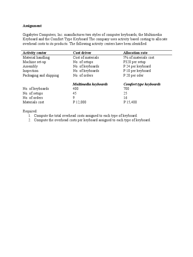 Assignment: Multimedia Keyboards Comfort Type Keyboards | PDF
