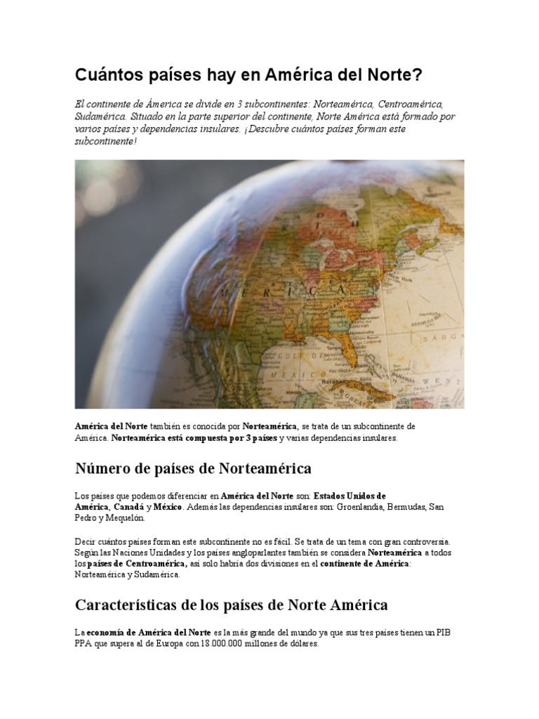 Países de América del Norte: 3 y más | PDF