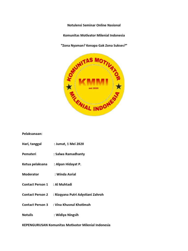 Notulensi Seminar KMMI | PDF