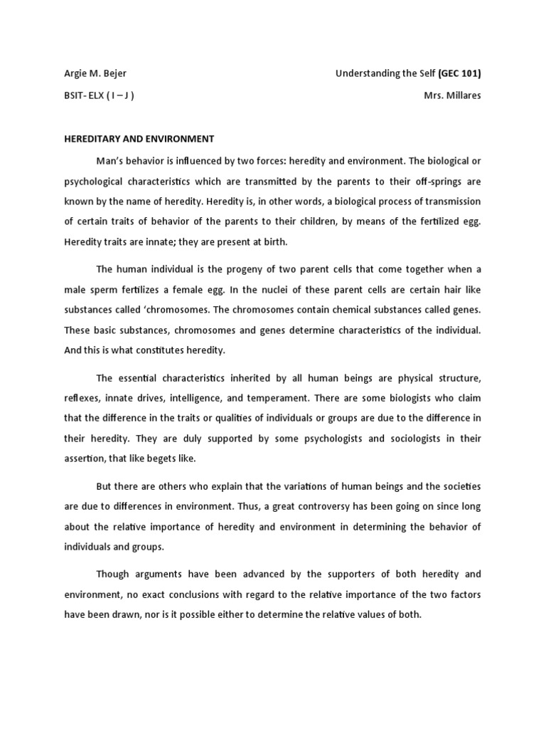 Understanding The Self | PDF | Birth Control | Heredity