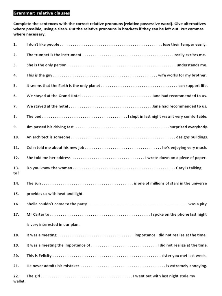 Grammar: Relative Clauses | PDF | Linguistic Typology | Language Mechanics