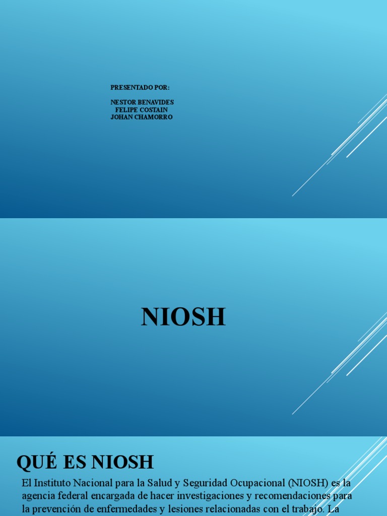 Que Es Niosh 3 | PDF | Centros de Control y Prevención de Enfermedades ...