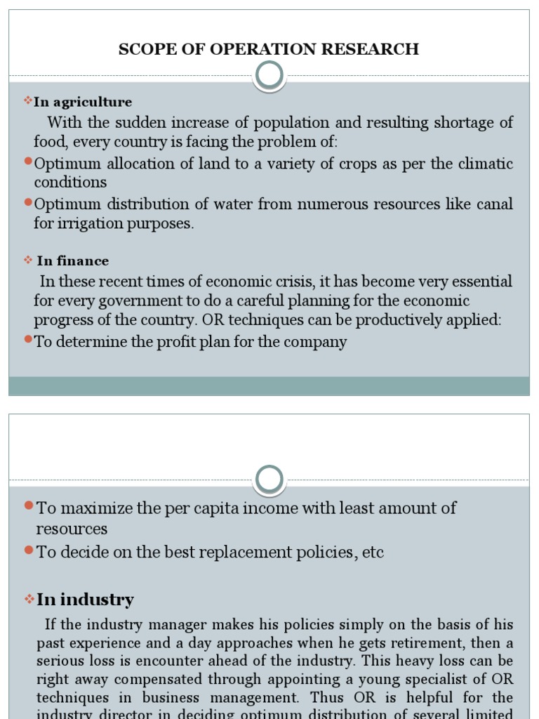 Scope of Operation Research: in Agriculture | PDF