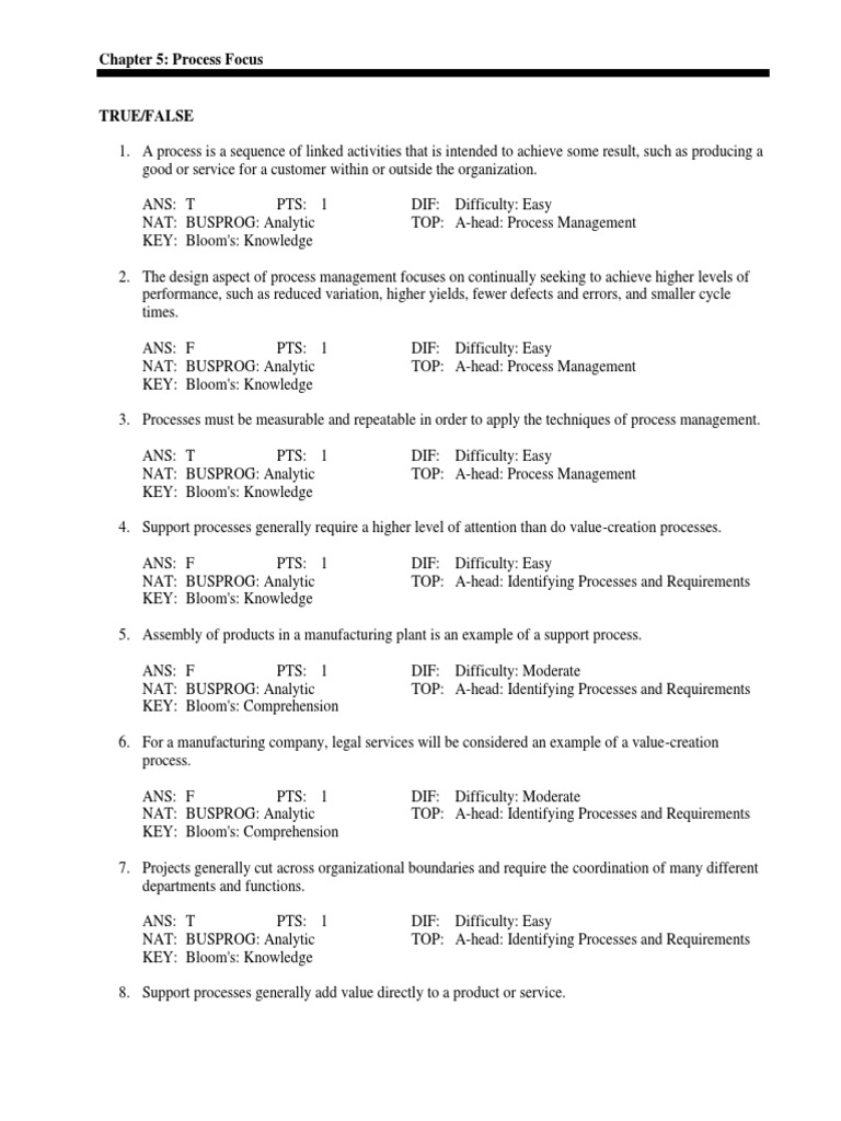 Chapter 5: Process Focus | PDF | Business Process Management | Supply Chain