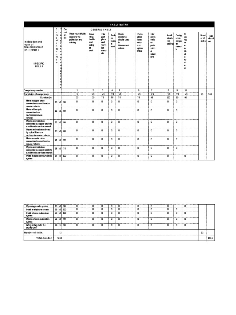 Skills Matrix | PDF | Telecommunications Infrastructure | Electrical ...