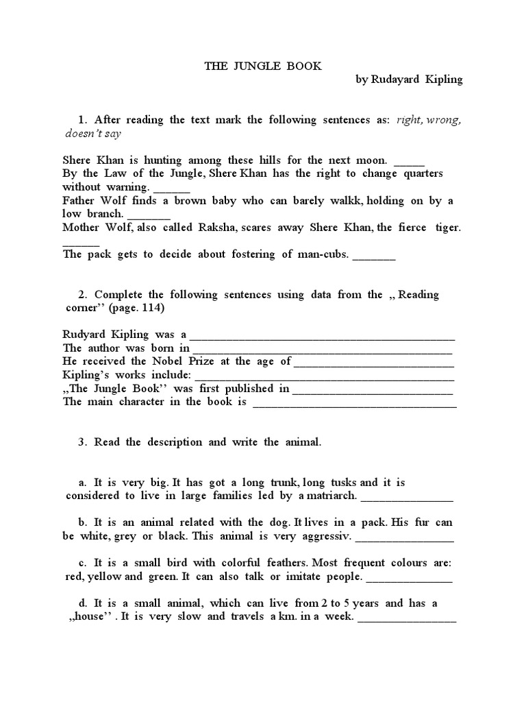 THE JUNGLE BOOK - Worksheet | PDF