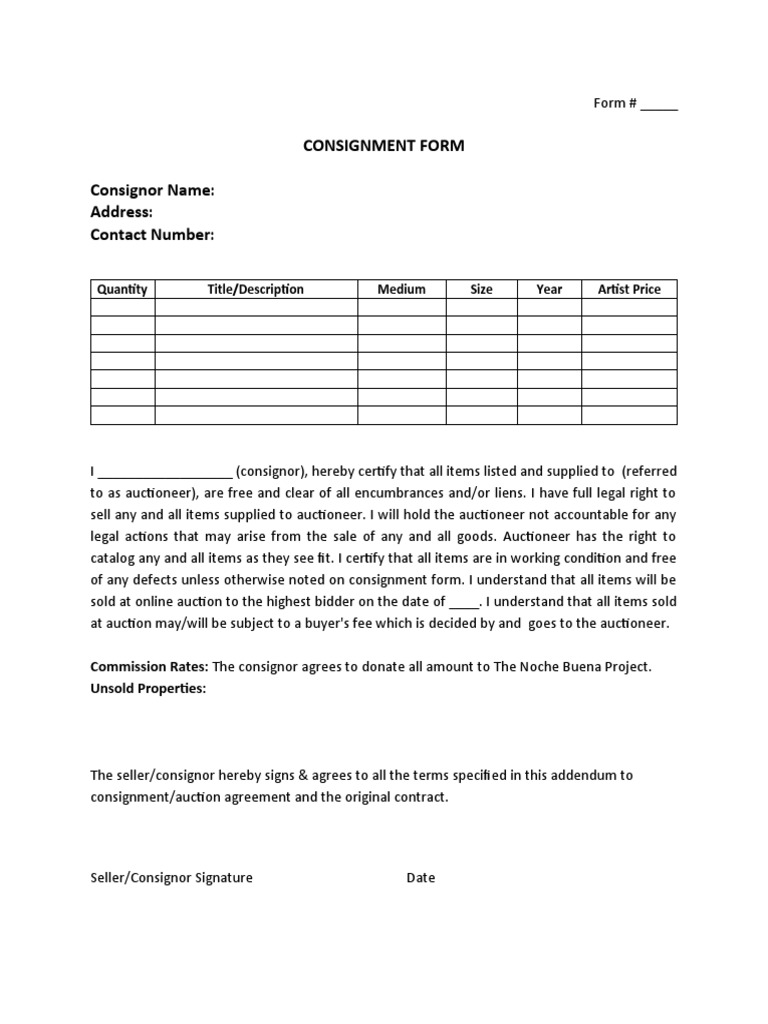 Auction Consignment Form | PDF